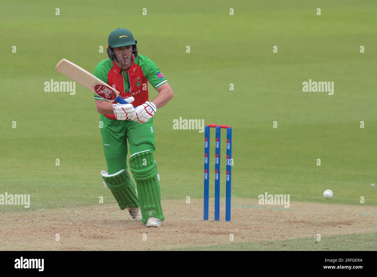 London, UK. 3rd Aug, 2023. Leicestershire's Lewis Hill batting as ...
