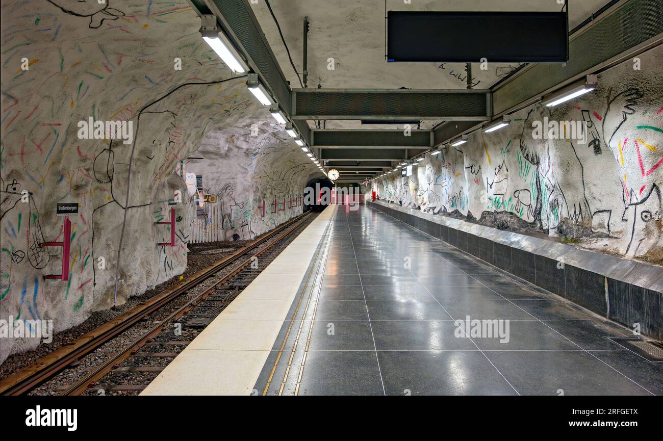platform of the underground station Hallonbergen of the so called ...
