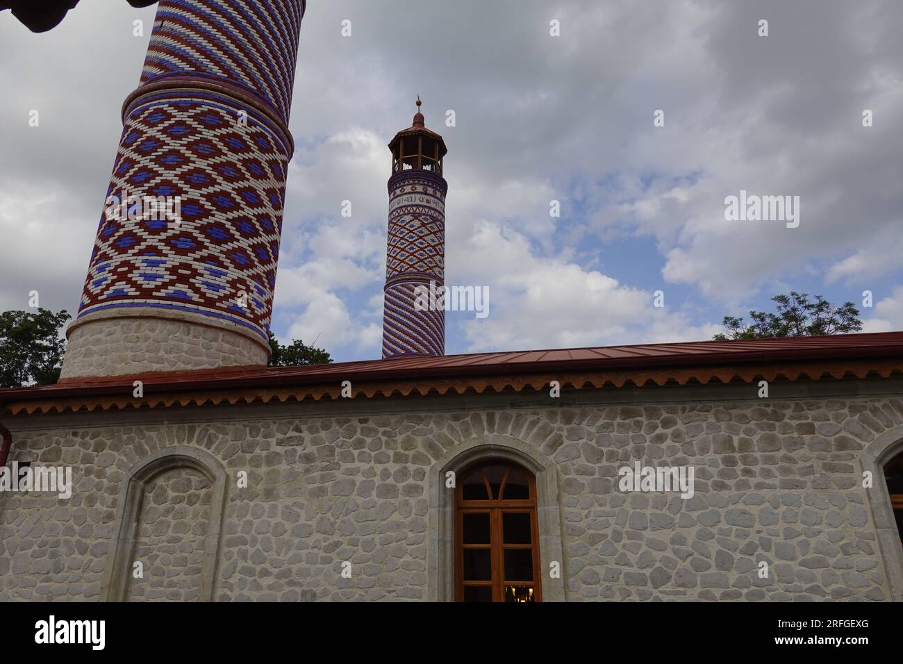 Yukhari or Boyuk Agha Mosque, Shusha, Karabakh, Azerbaijan Stock Photo ...