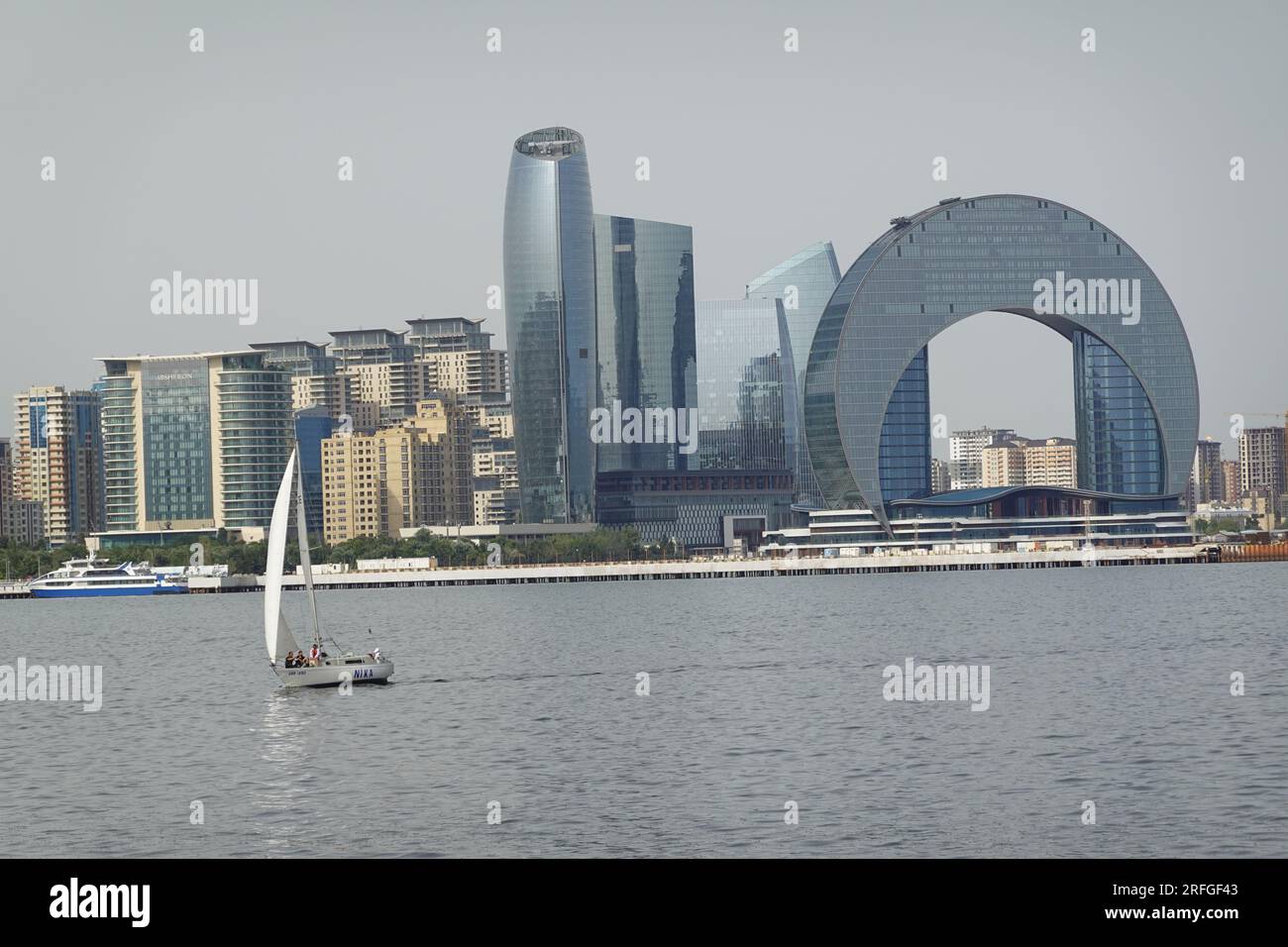 The Cresent Development skyscraper, Caspian Sea, Baku, Azerbaijan Stock ...