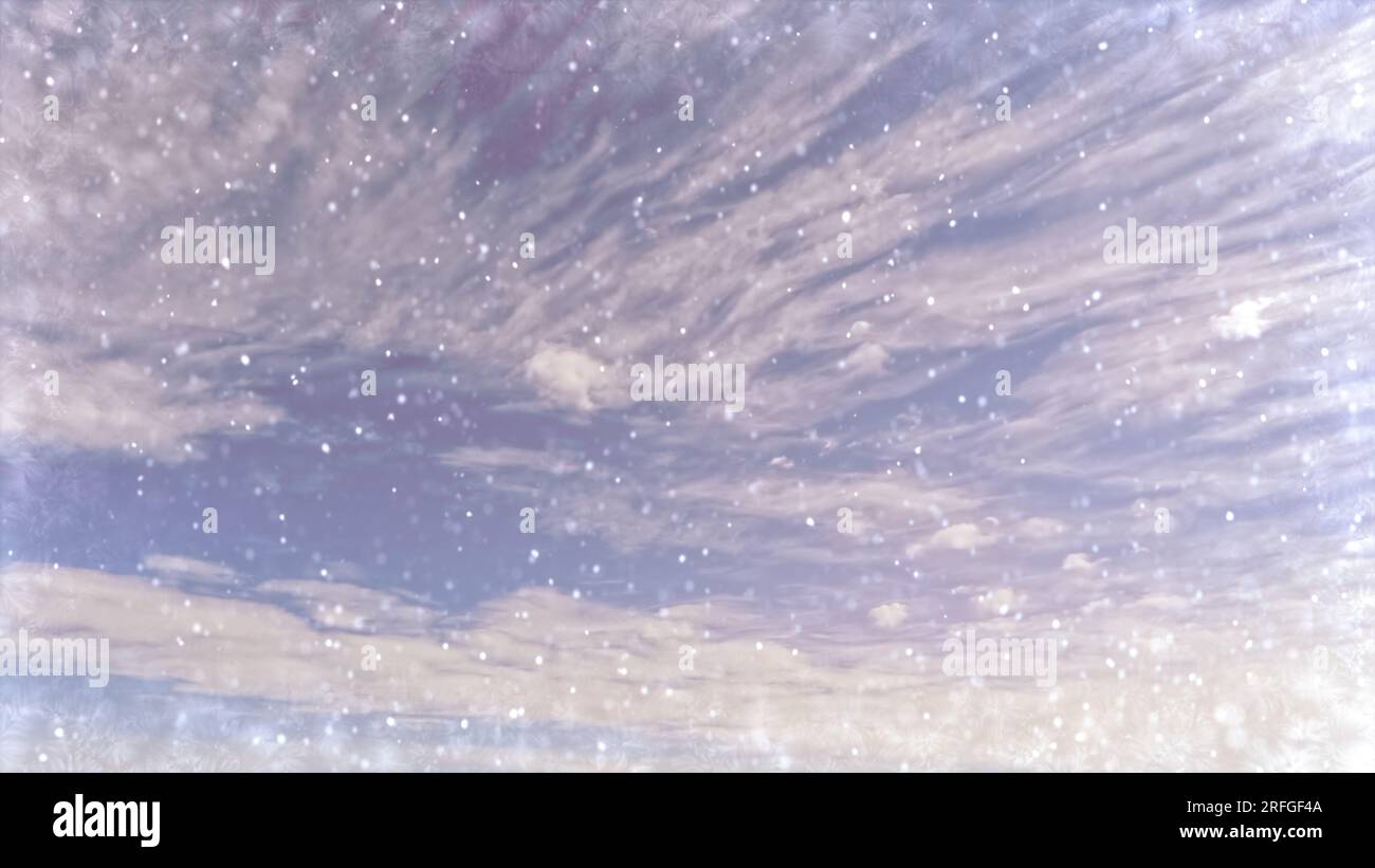 cute falling snow on clouds on sky background - photo of nature Stock ...