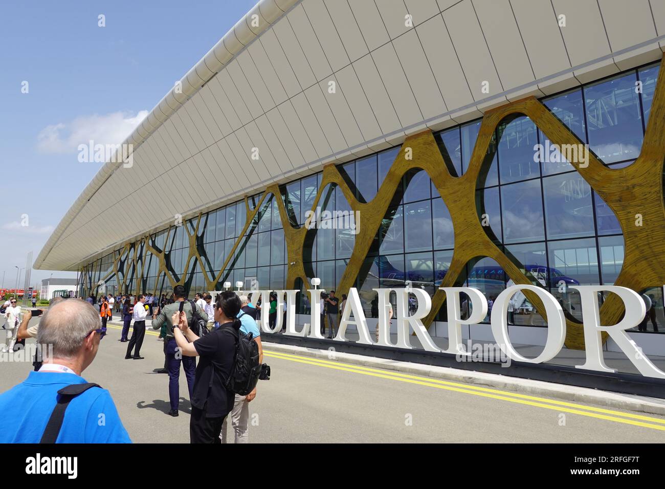 Passengers arriving at Fuzuli International Airport, Fuzuli, Azerbaijan ...