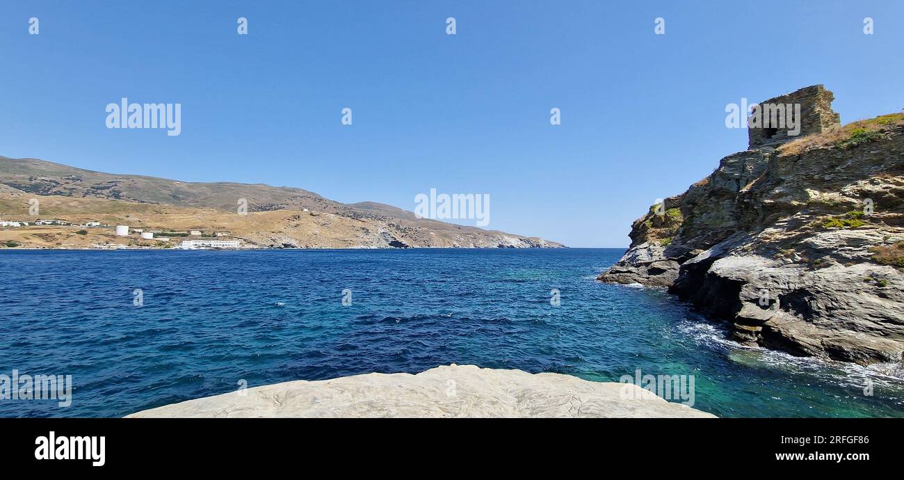 Ruins of the Venetian castle (XIIIth), Chora, Andros island, Greece ...