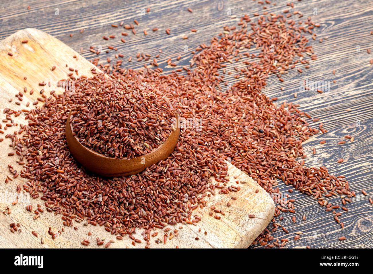 red ripe rice, raw uncooked red rice, unpeeled to preserve the ...