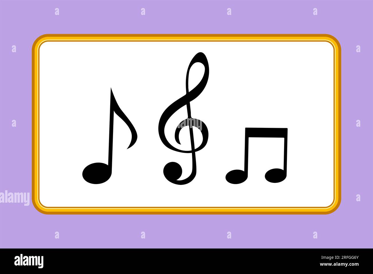 Graphic flat design drawing of music notes on stave. Musical symbol in ...