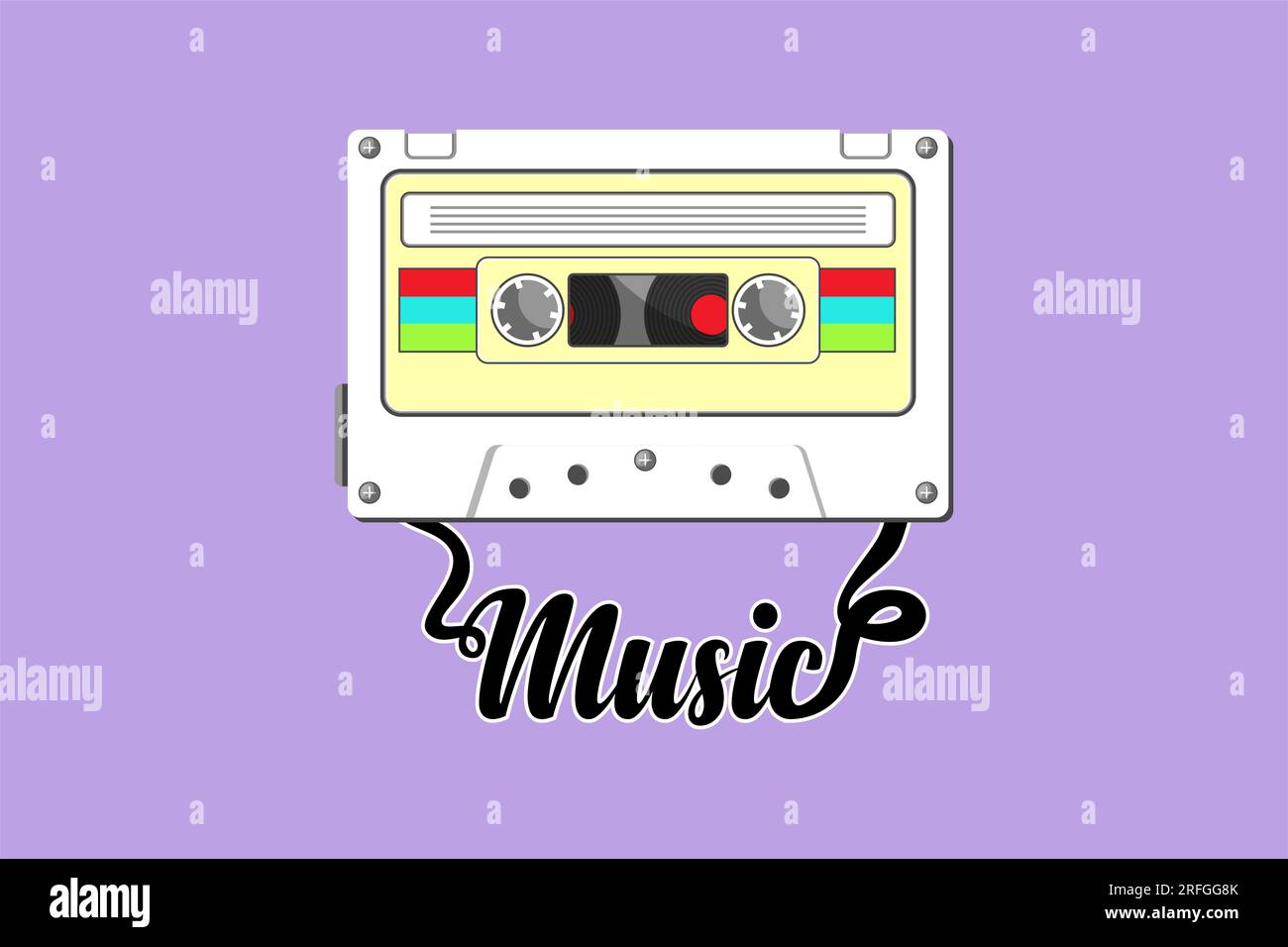 Character Flat Drawing Music Slogan With Cassette Tape Logo Icon