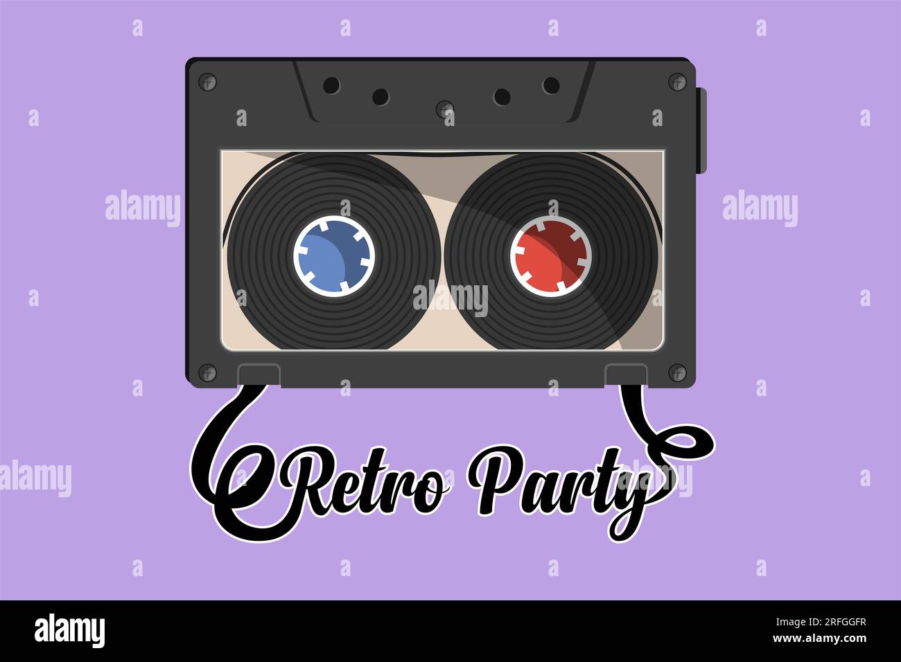 Cartoon flat style drawing tape stylized spelling word retro party. Mix ...