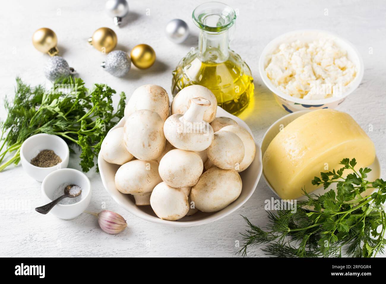 Ingredients: champignon mushrooms, hard cheese, curd cheese, garlic ...