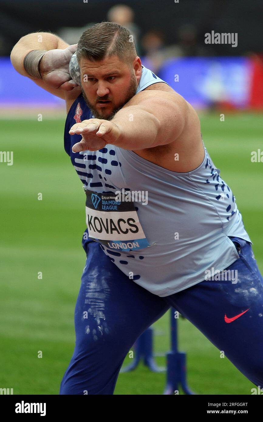 Joe KOVACS of the USA in the mens shot put in the Wanda Diamond League ...