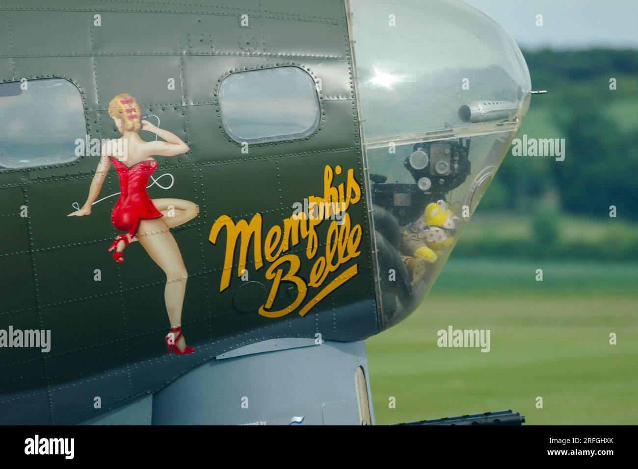 Boeing B-17 'Sally B' still carrying the nose art 'Memphis Belle' from the film of the same name ...