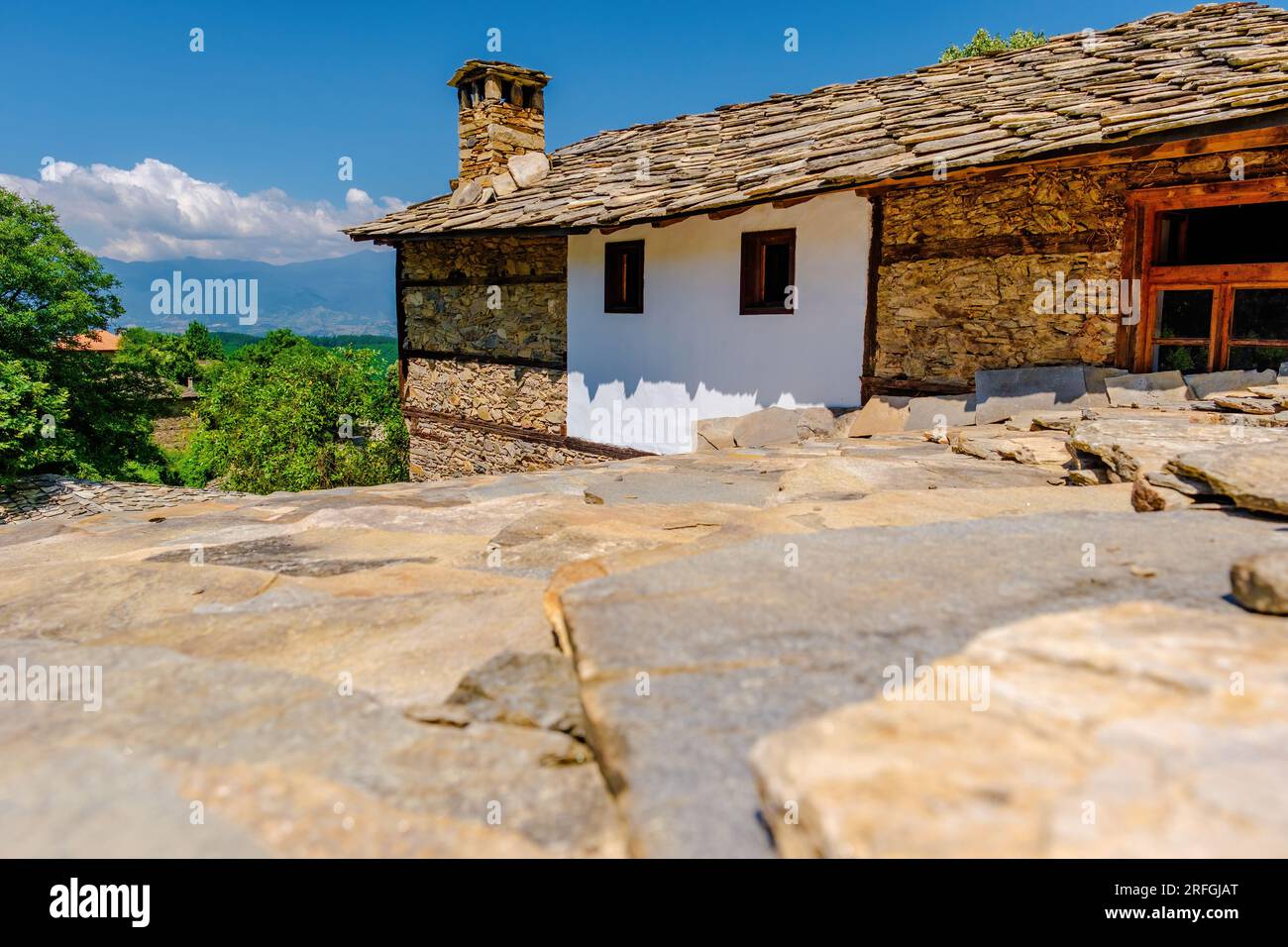 Mountain village of Leshten in Rhodope mountains, Bulgaria Stock Photo ...