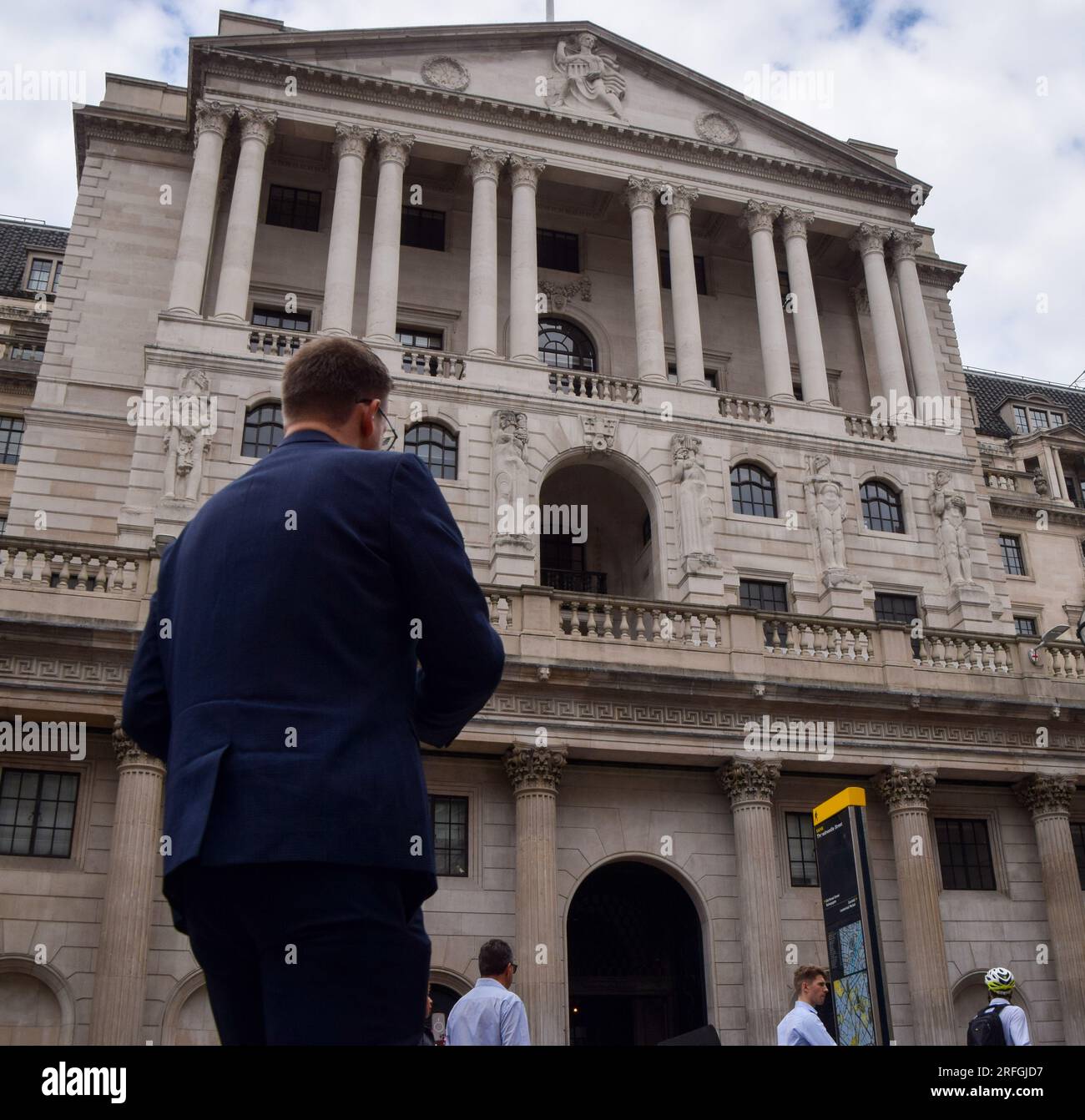 London, UK. 3rd August 2023. Exterior view of the Bank of England in ...