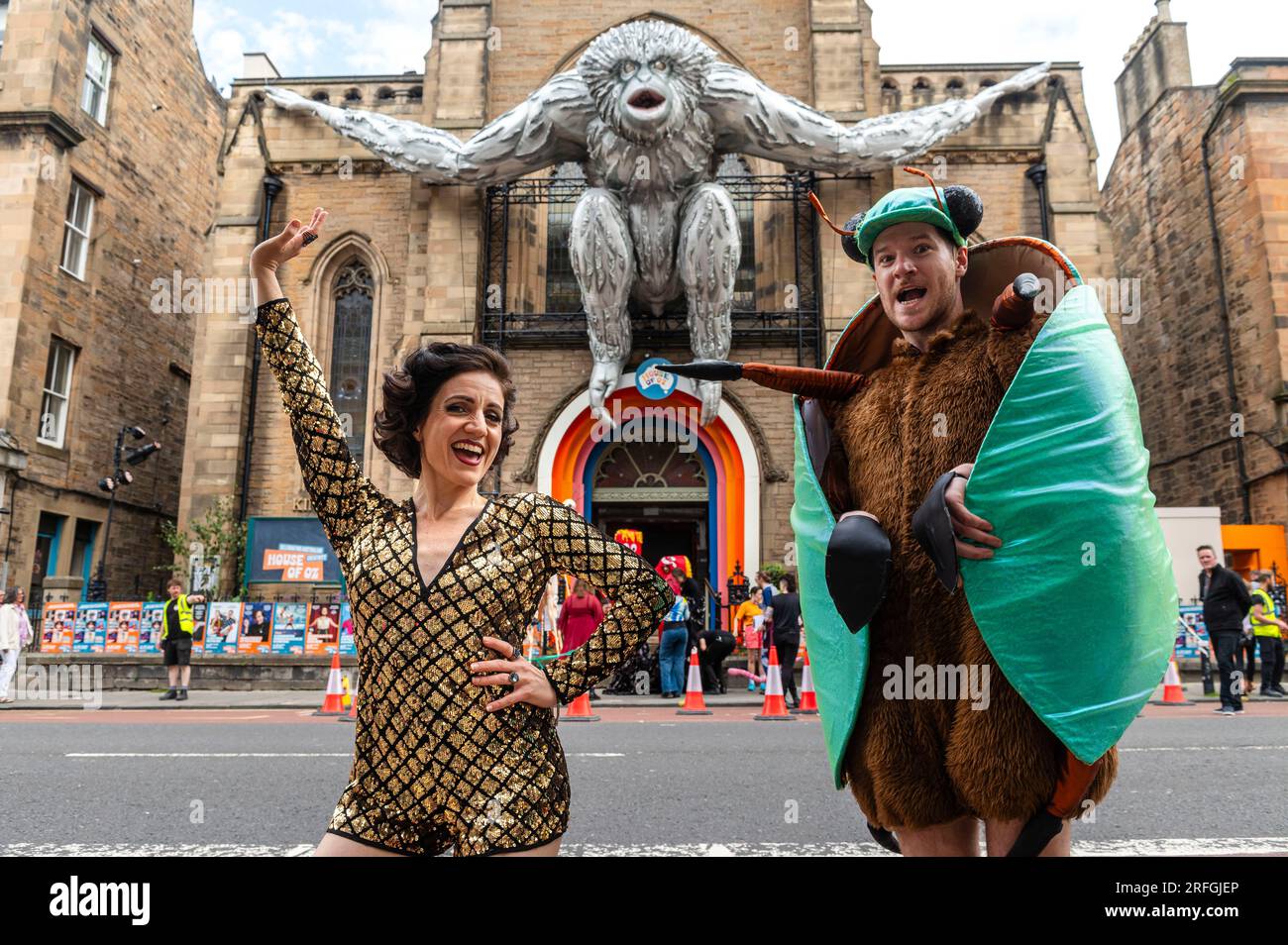 Performers in front of Australian Artist Lisa Roet’s “Skywalker” – a ...