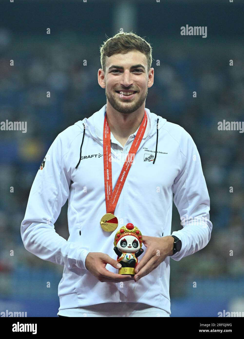 Chengdu, China's Sichuan Province. 3rd Aug, 2023. Gold medalist Jens ...