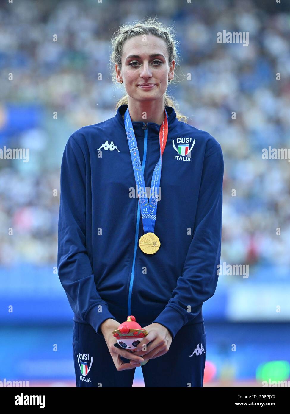 Chengdu, China's Sichuan Province. 3rd Aug, 2023. Gold medalist Laura ...