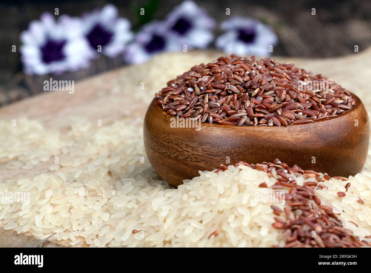 mixed rice of several types before cooking, mixed steamed rice and ...