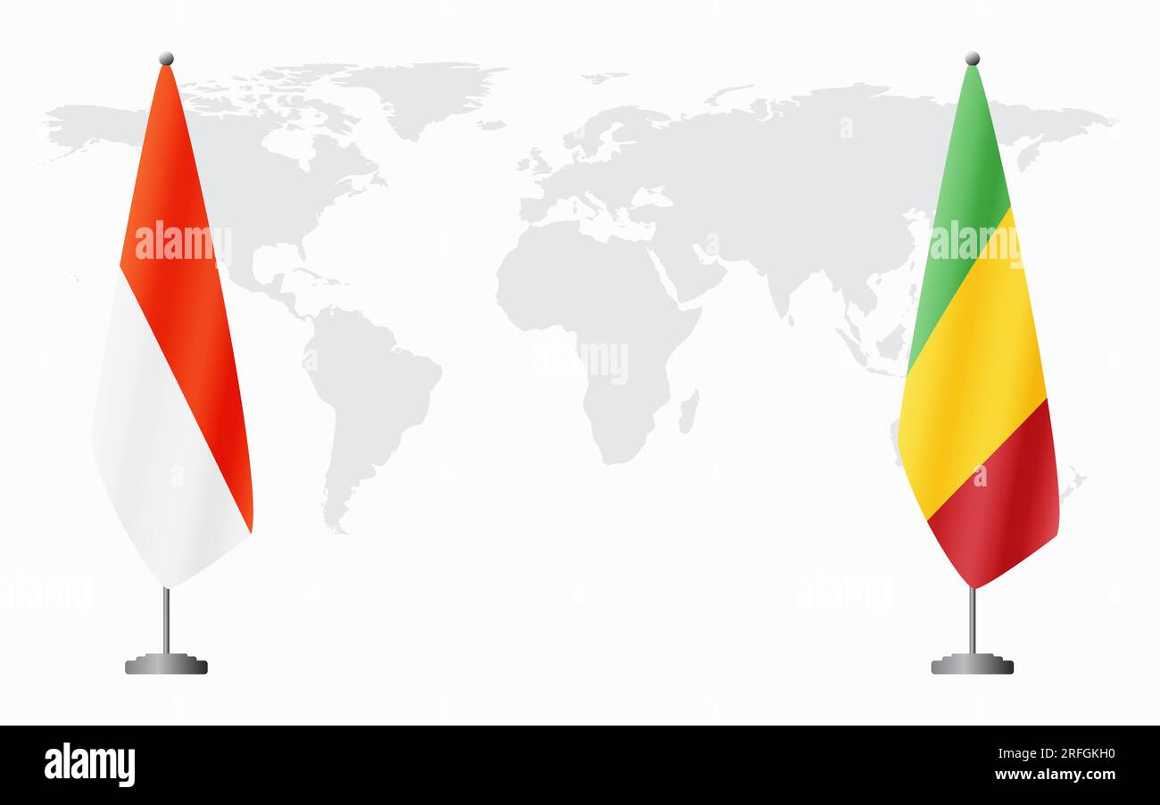 Indonesia and Mali flags for official meeting against background of ...