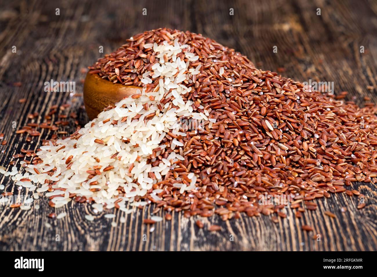 mixed rice of several types before cooking, mixed steamed rice and ...