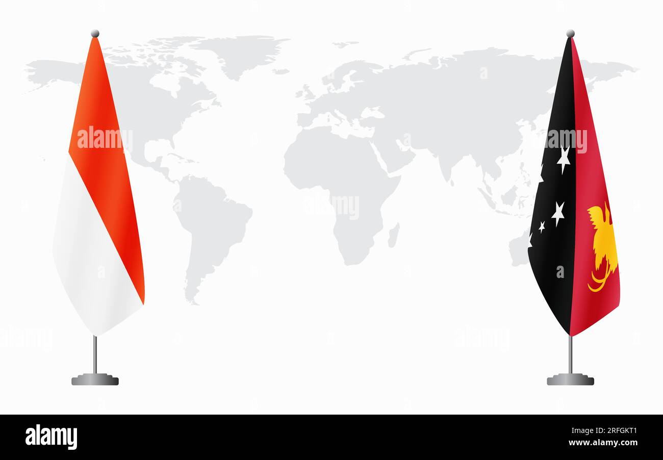 Indonesia and Papua New Guinea flags for official meeting against ...