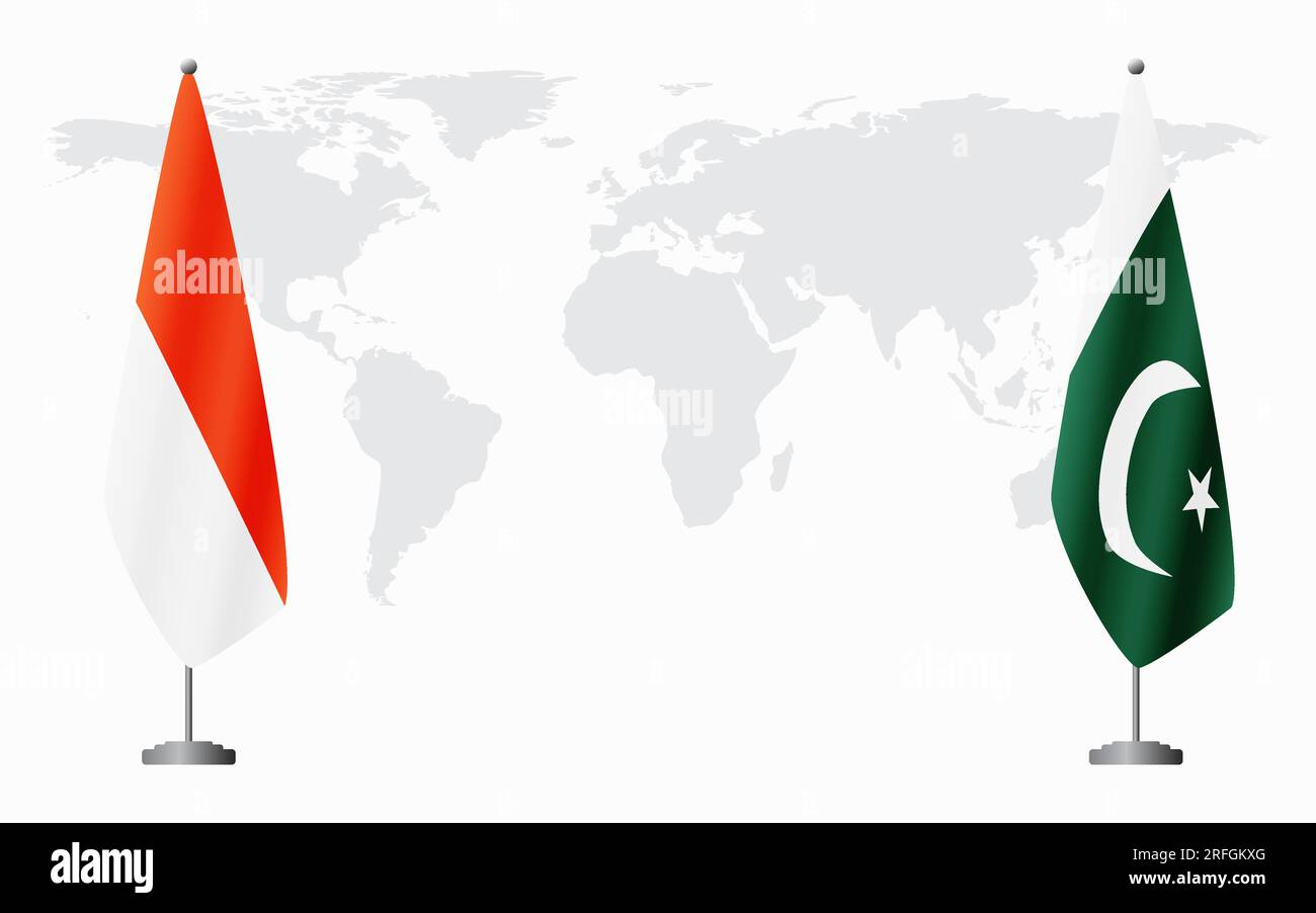 Indonesia and Pakistan flags for official meeting against background of ...
