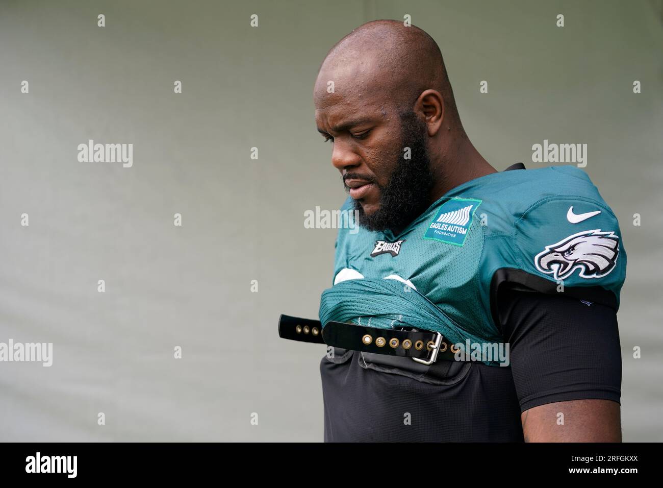 Philadelphia Eagles' Roderick Johnson walks to the field during the NFL ...