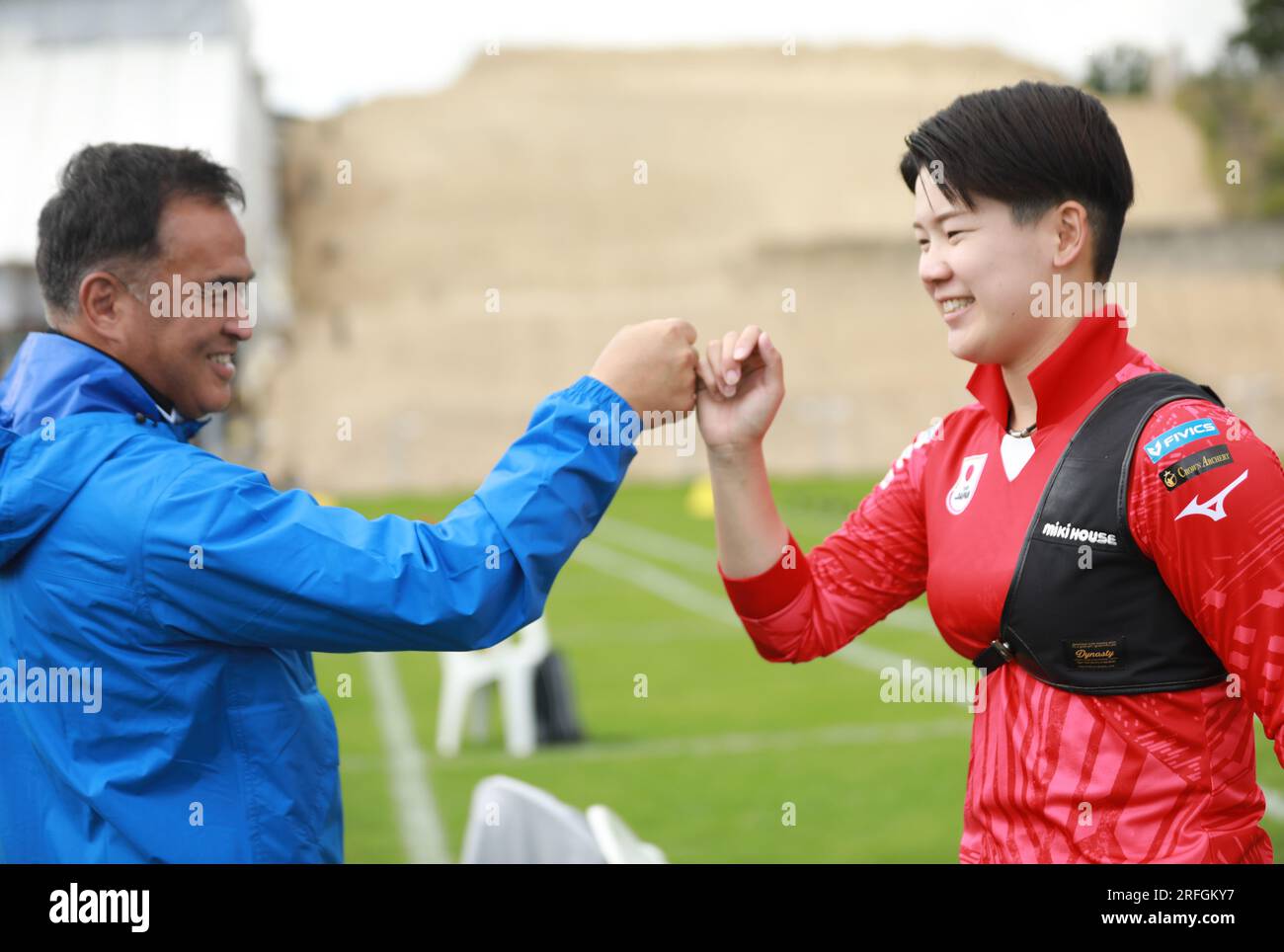 Berlin, Germany. 3rd Aug, 2023. Noda Satsuki of Japan cheers with a ...