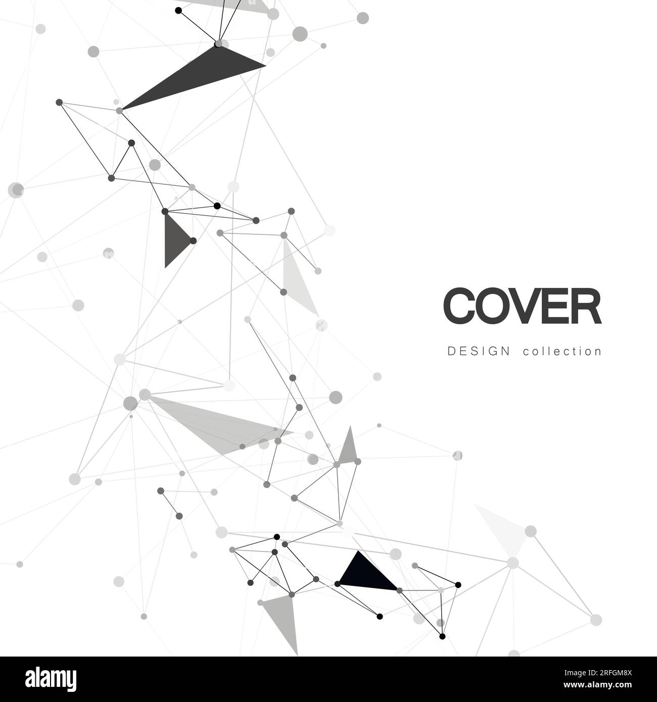 Vector connections with dots lines in black. Abstract gray bright technology background Stock ...