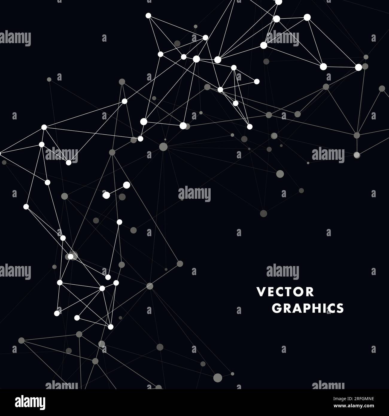 White lines and dots that connect. Communication science technology ...