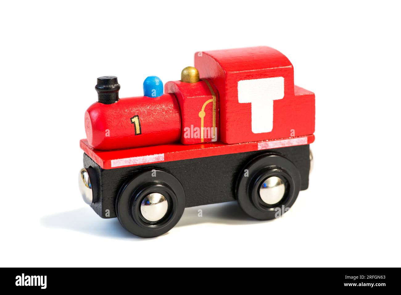 Toy train isolated on a white background Stock Photo - Alamy