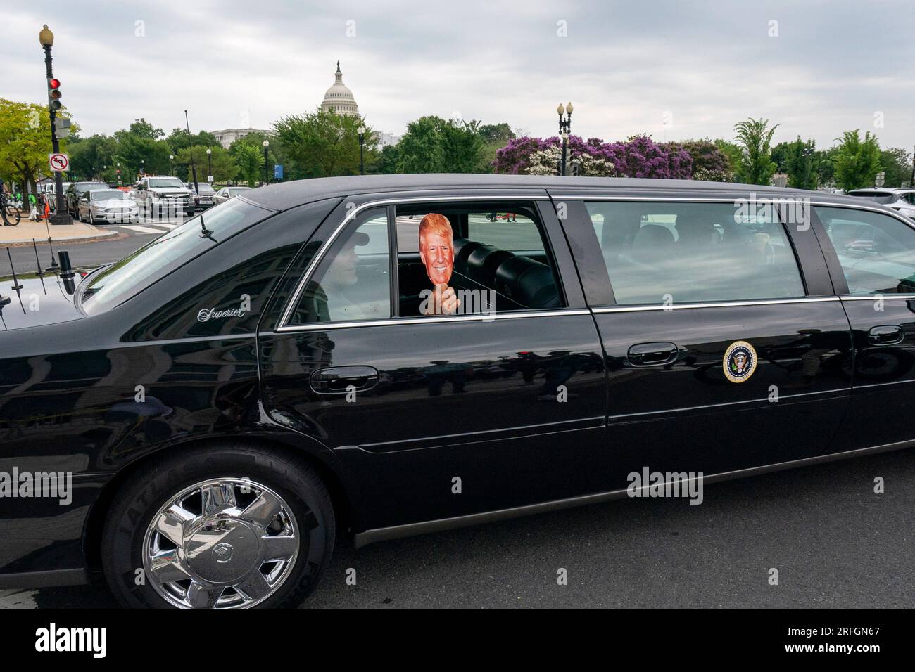 Washington, United States. 03rd Aug, 2023. A man with a Trump face ...