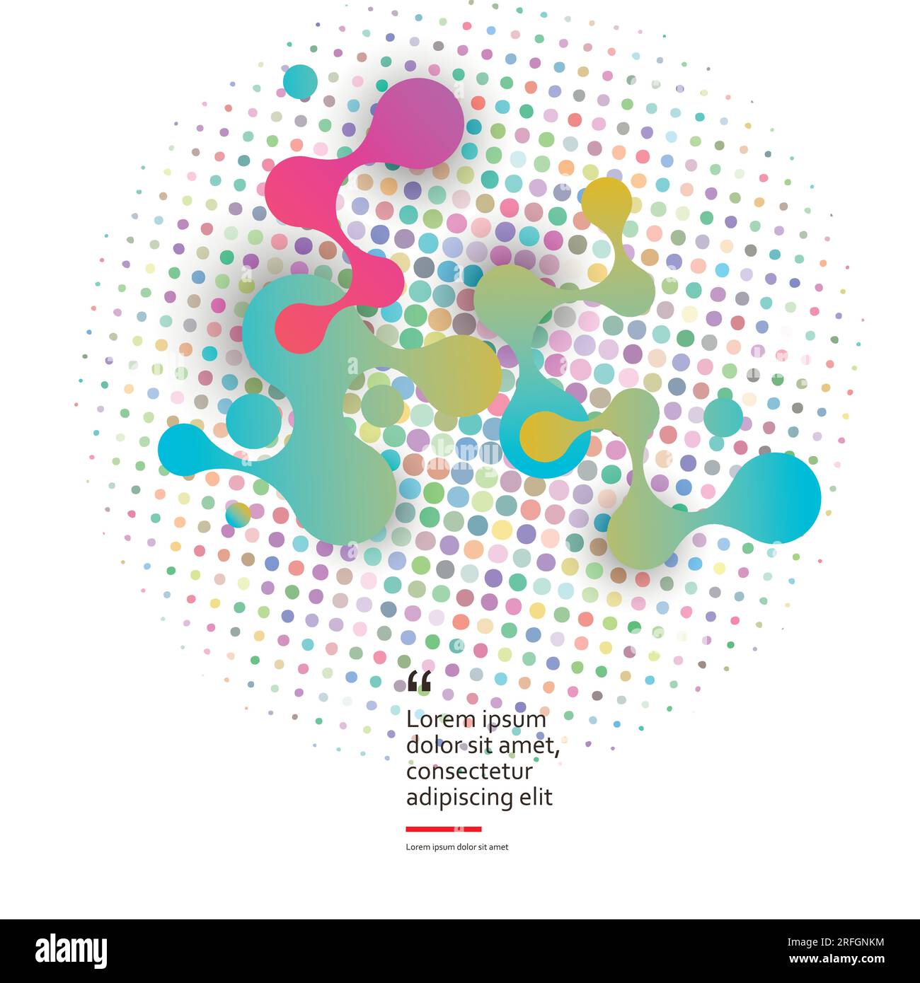 Abstract volumetric large molecules with bright circles white ...