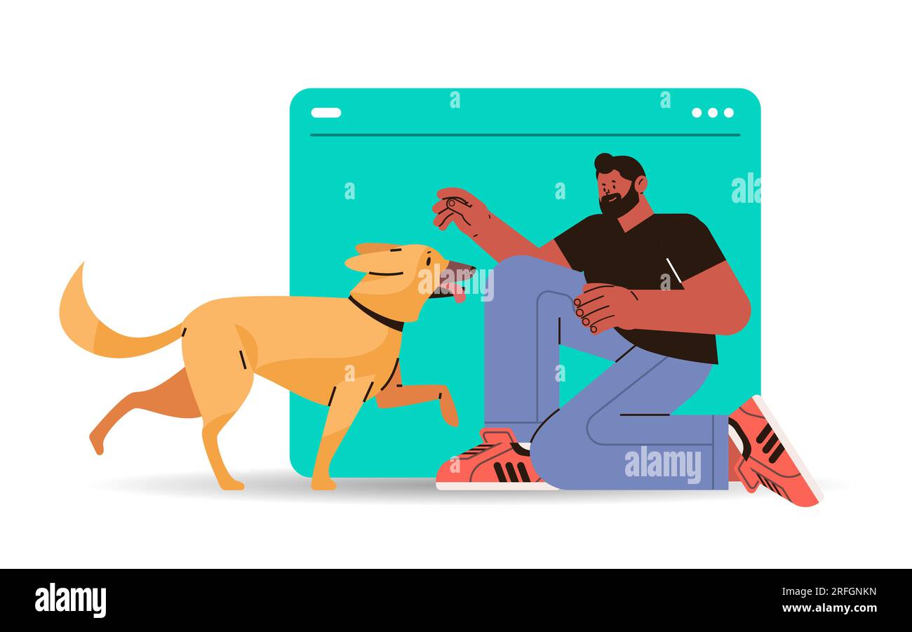 guy pet owner with cute dog spending time together best friends ...