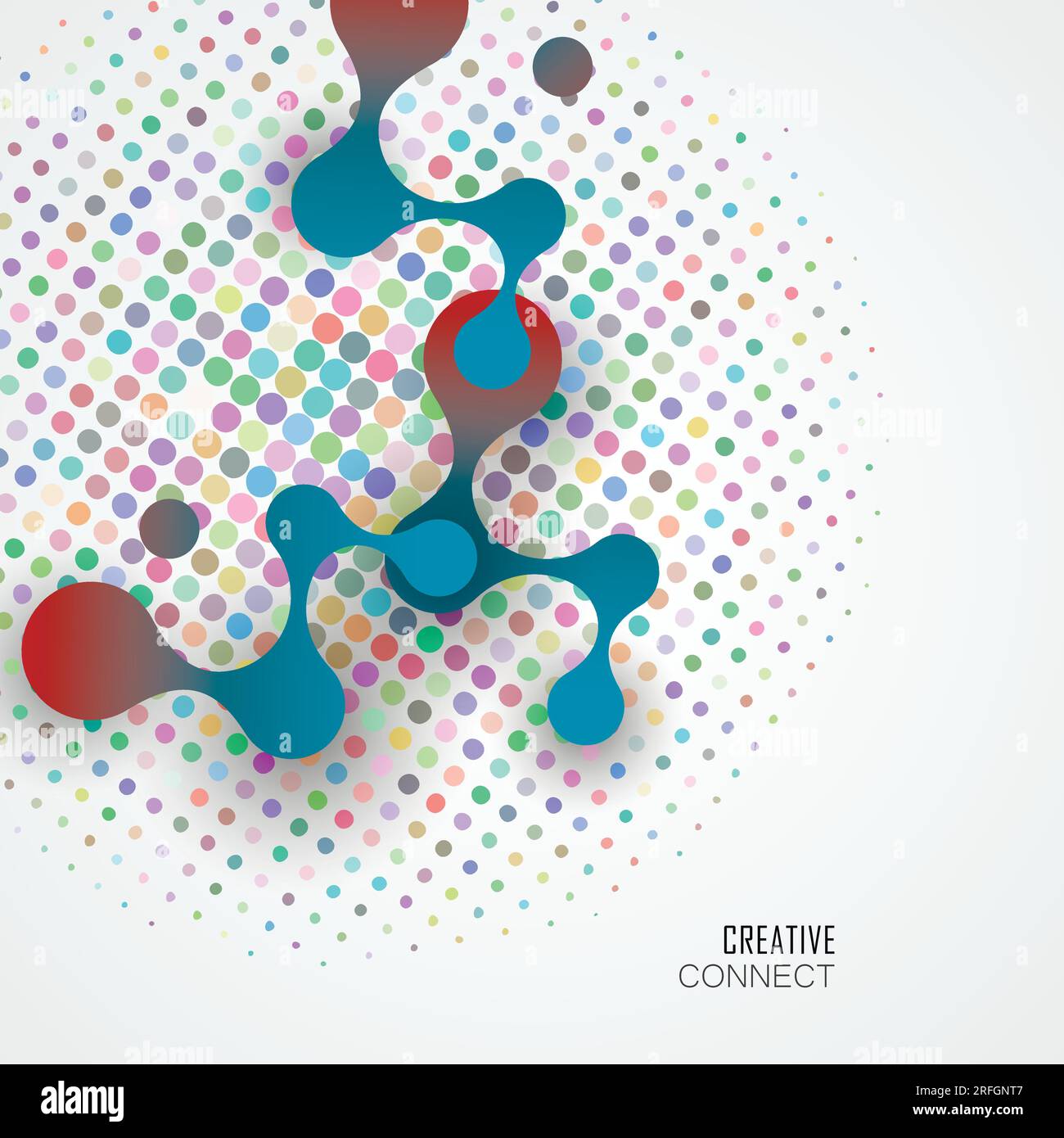 Abstract volumetric blue molecules white background. Vector logo design ...