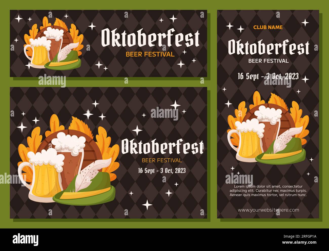 Oktoberfest German beer festival background, vertical and horizontal ...