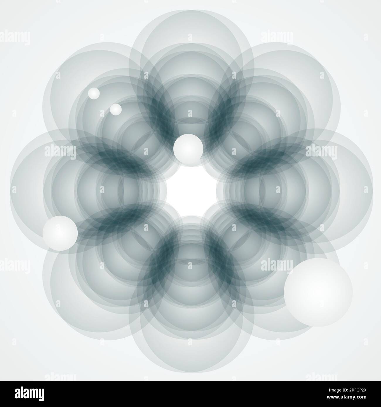 Abstract flower gray color made from circles white background Stock ...
