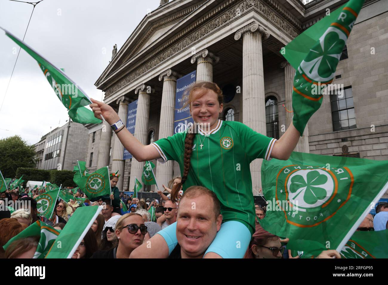 Republic of Ireland supporter Madison McKenzie and father Gary during a ...