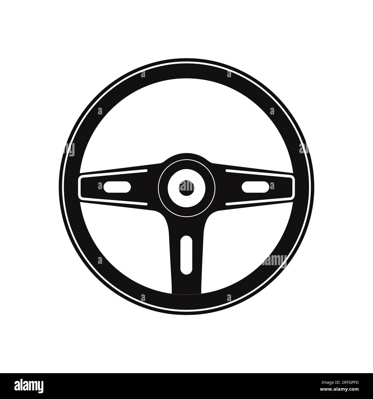 Steering wheel icon in flat style on white background. Vector ...