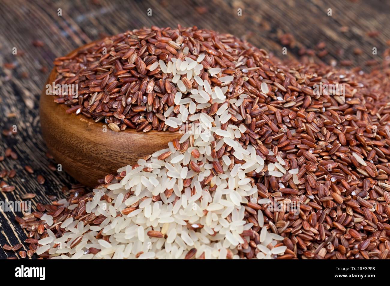 mixed rice of several types before cooking, mixed steamed rice and ...