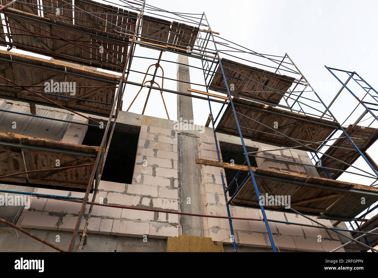 scaffolding during the construction of a multi storey building, the ...