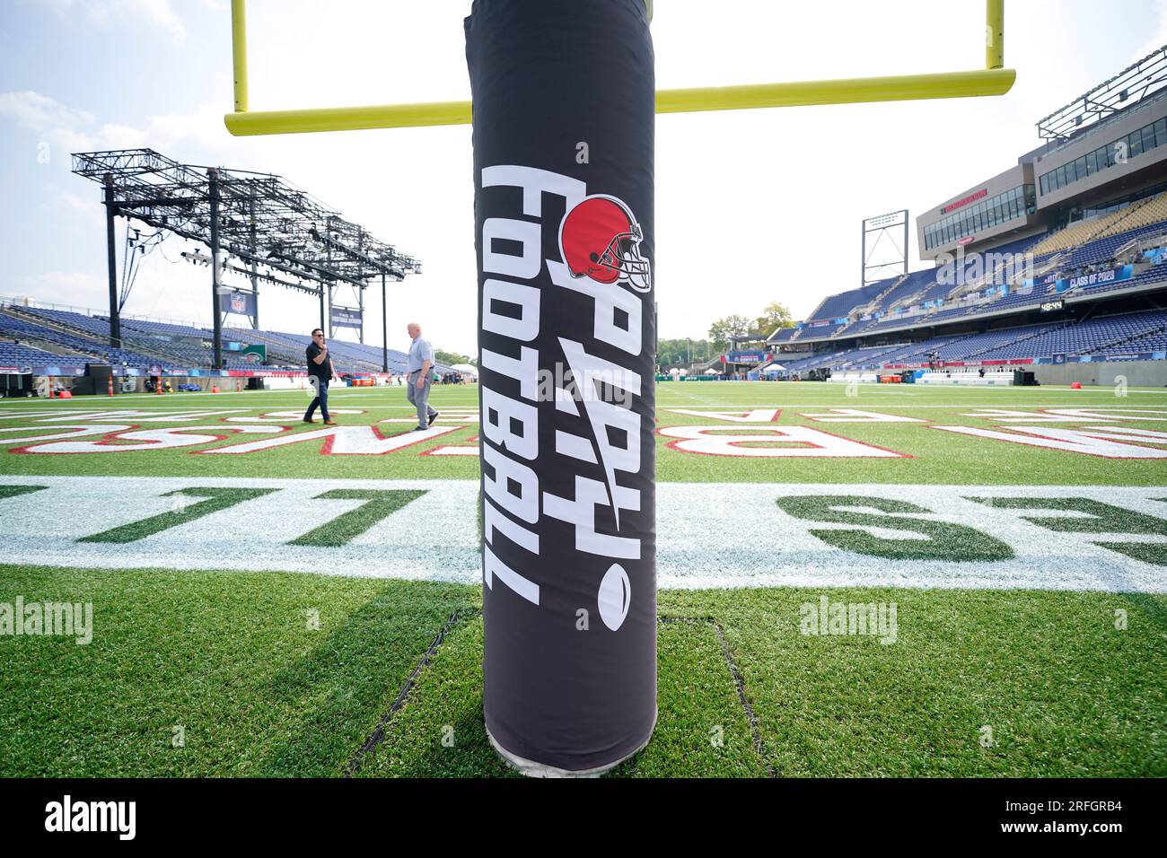 This is the Play Football goalpost pad on the field at Tom Benson Field ...