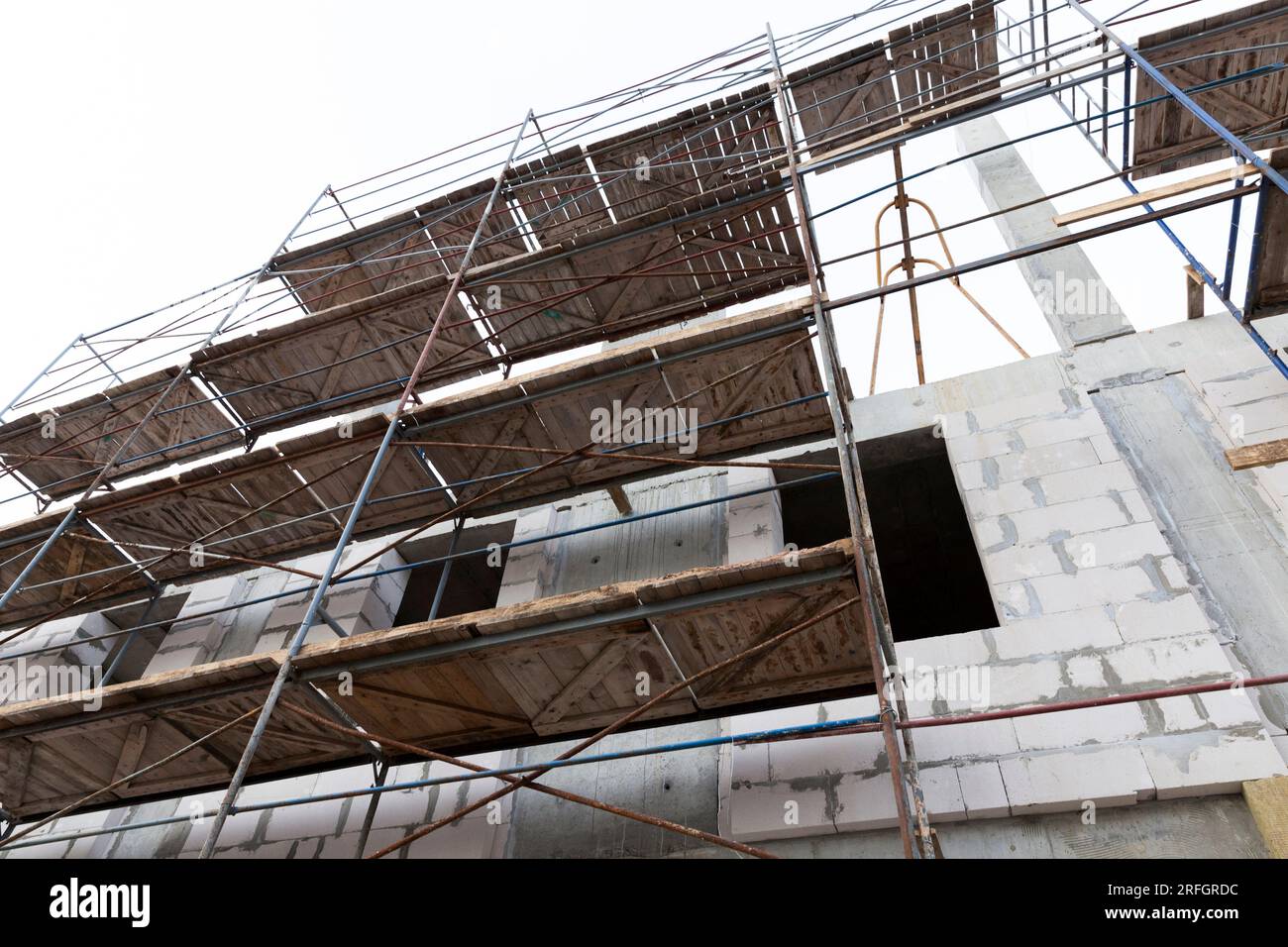 scaffolding during the construction of a multi storey building, the ...