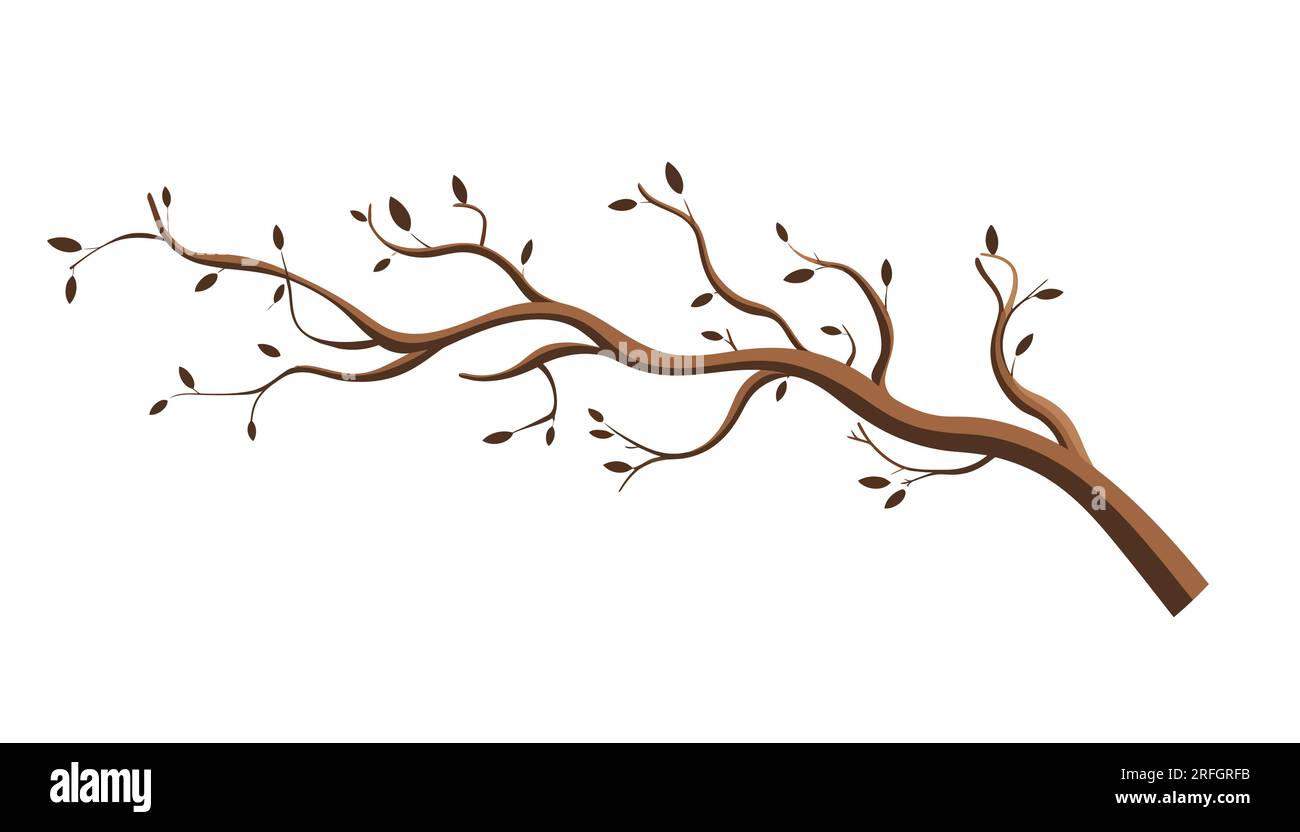 Tree branch in flat style. Spring tree branches with different leaves ...