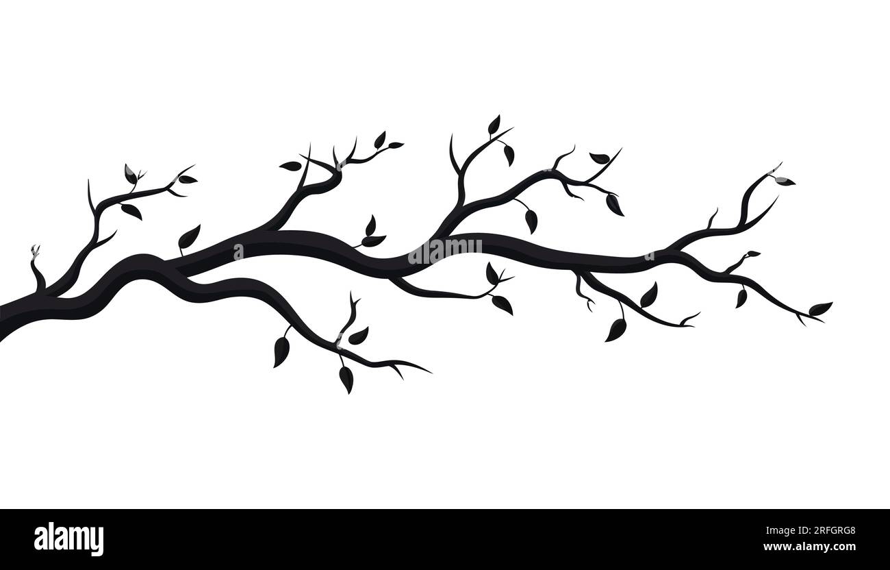 Tree branch in flat style. Spring tree branches with different leaves ...