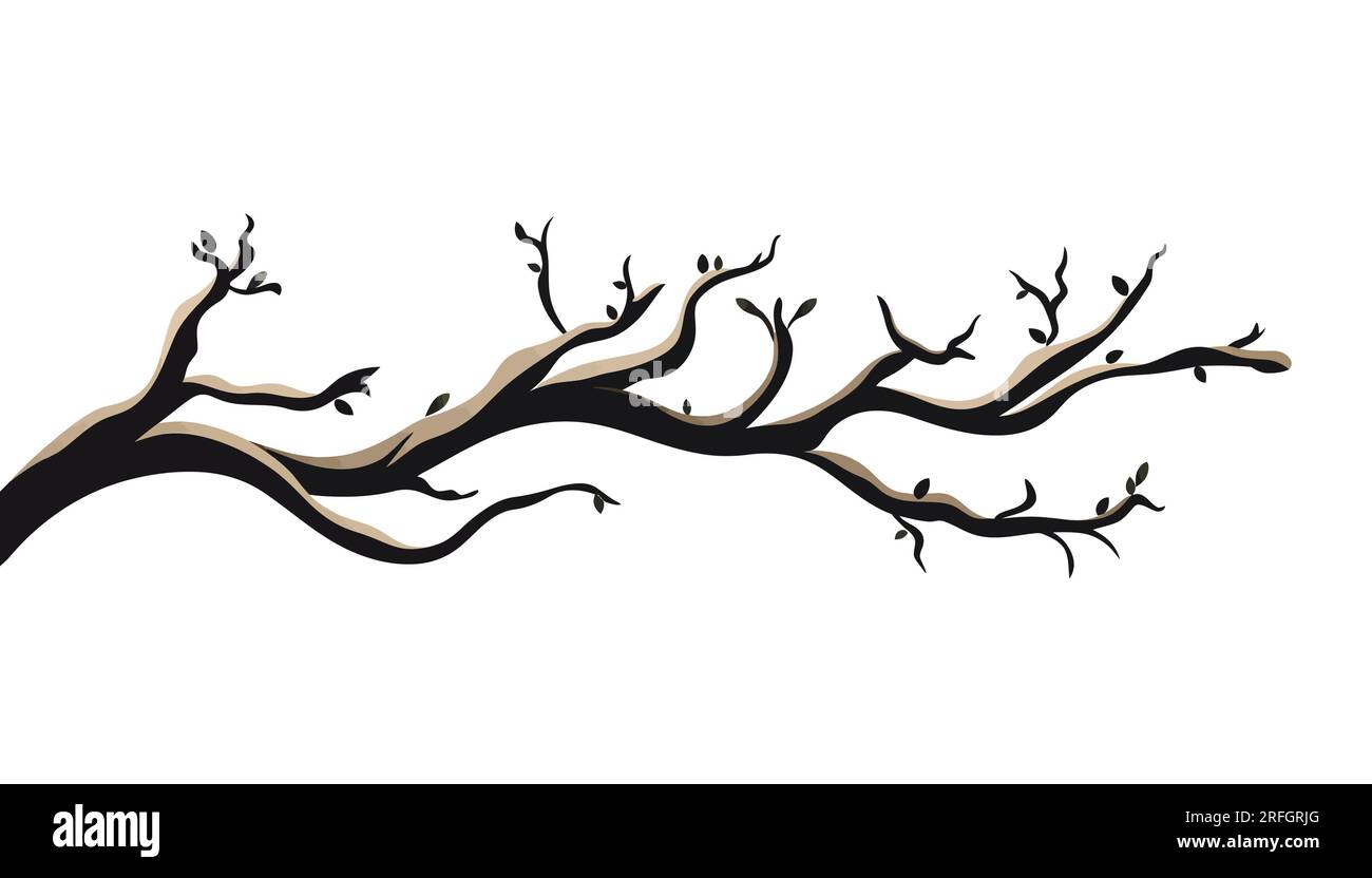 Tree branch in flat style. Spring tree branches with different leaves ...