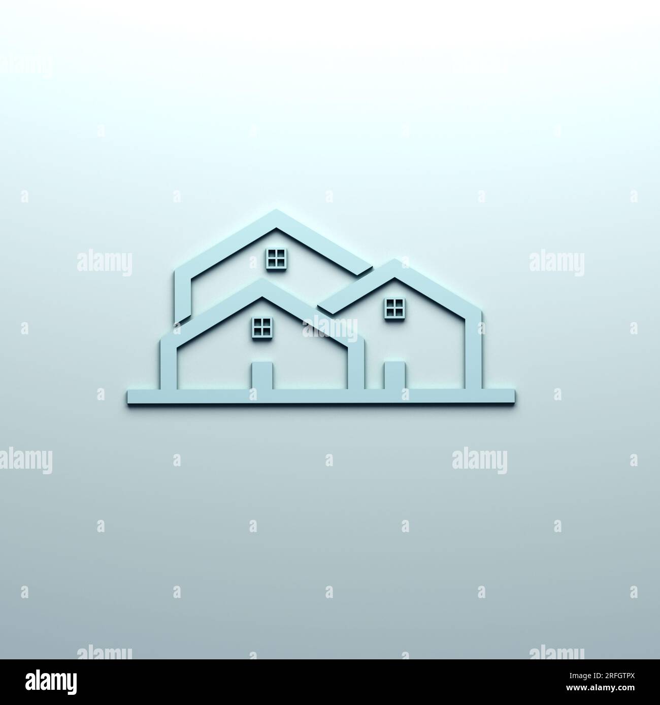 Modern, light blue group of houses logo on serene background Stock ...