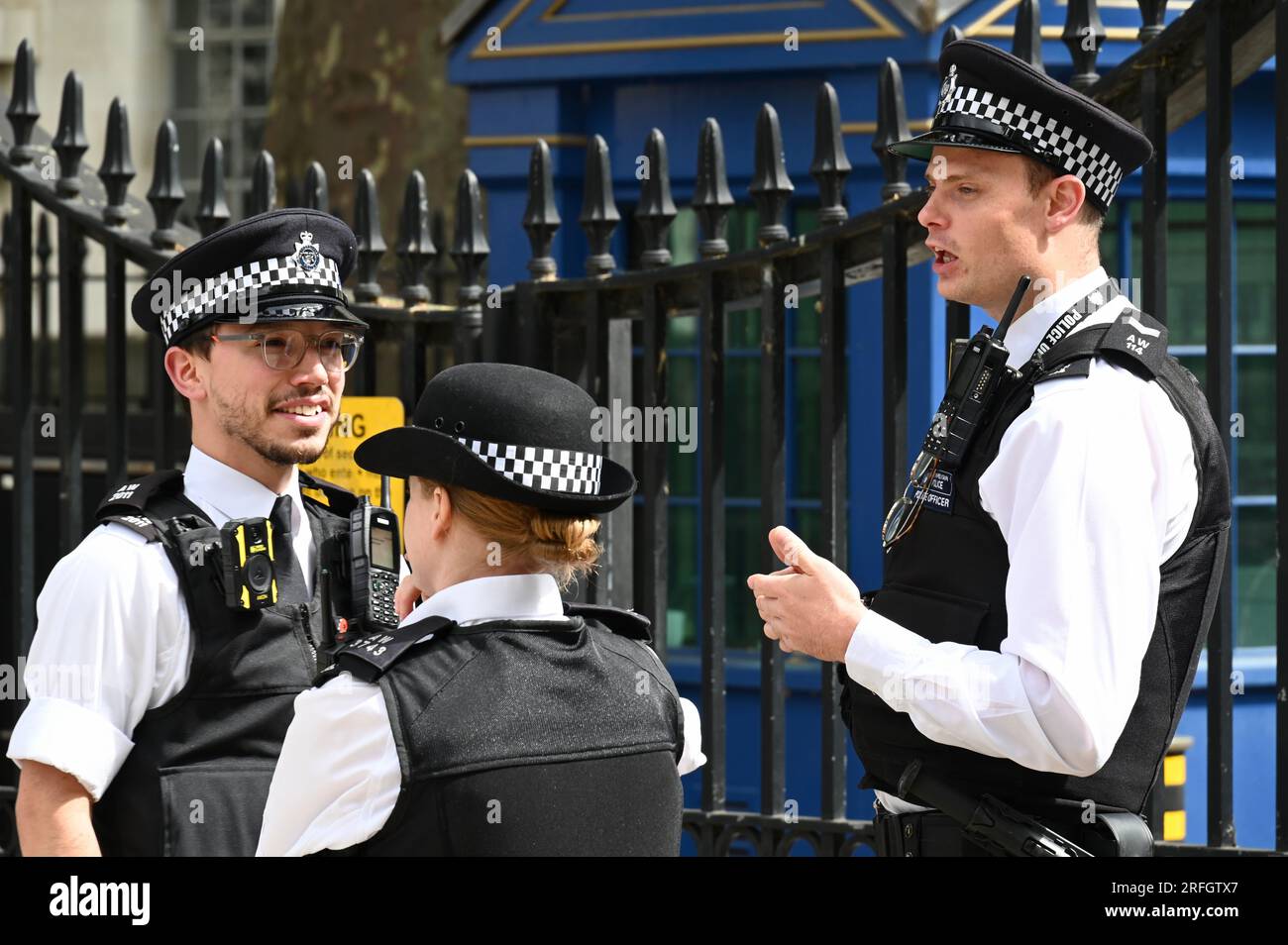 Three Metropolitan Police Officers, Whitehall, London, UK Stock Photo ...