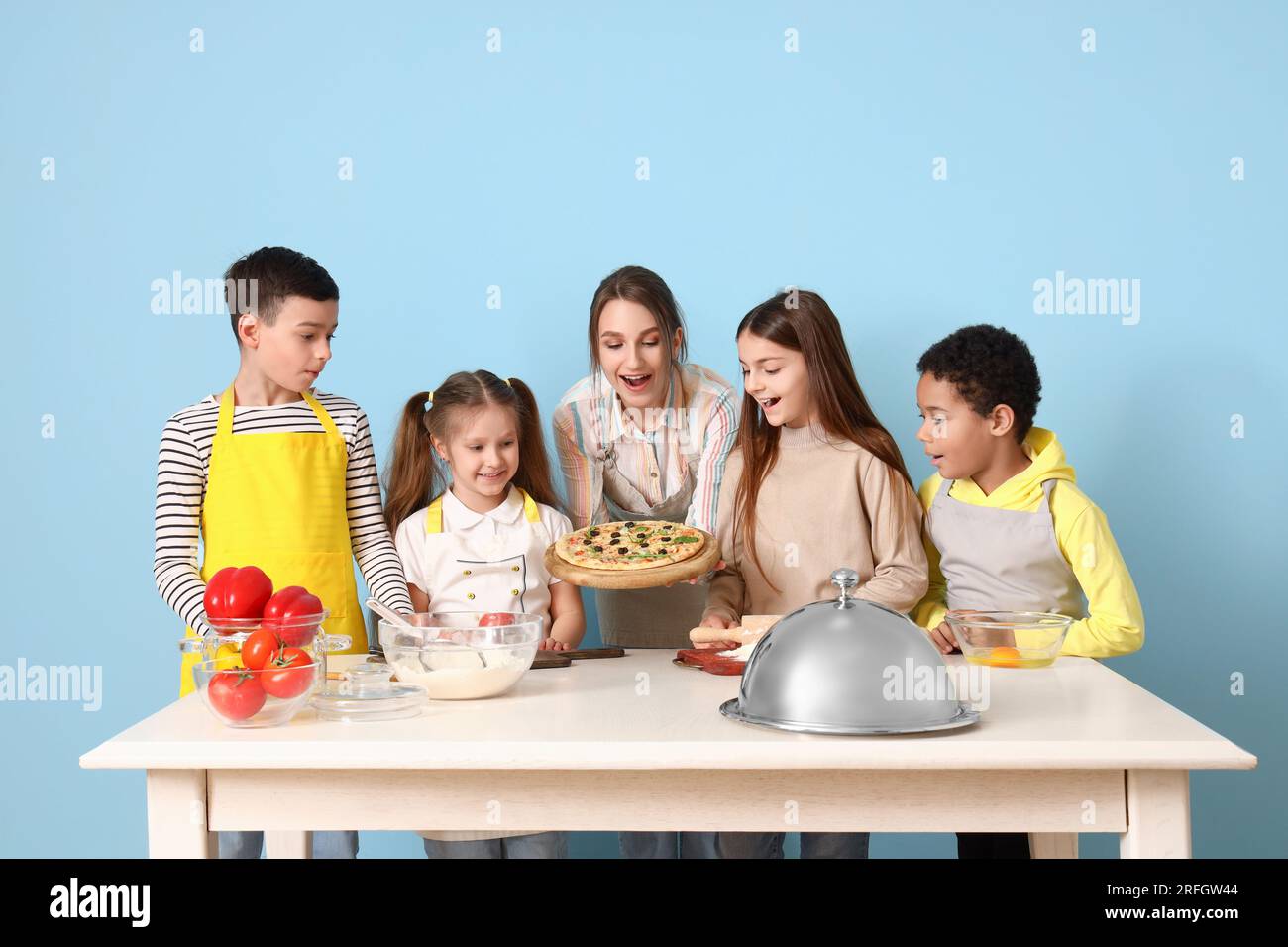 Cooking school children pizza dough hi-res stock photography and images ...