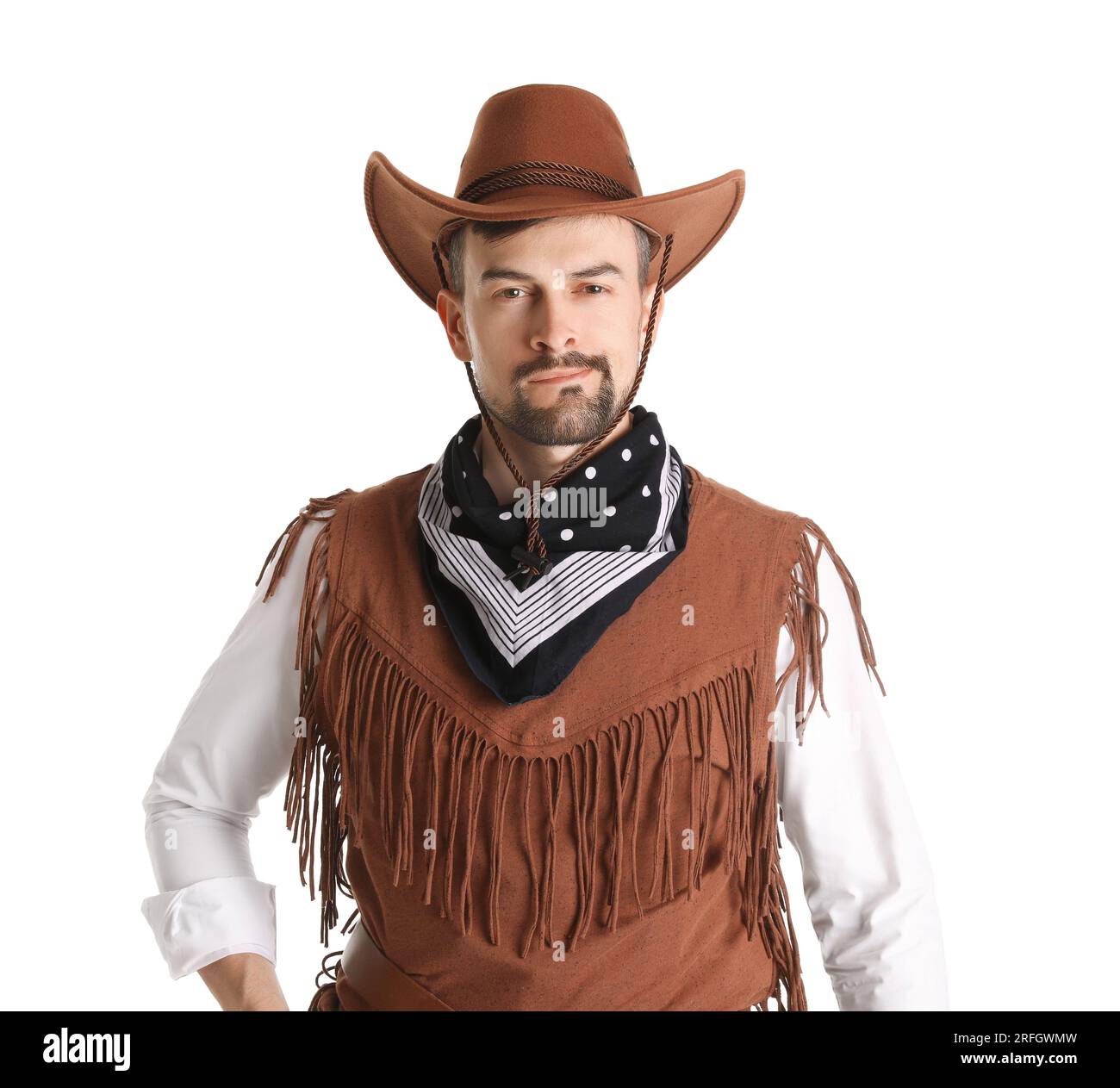 Handsome cowboy on white background Stock Photo - Alamy