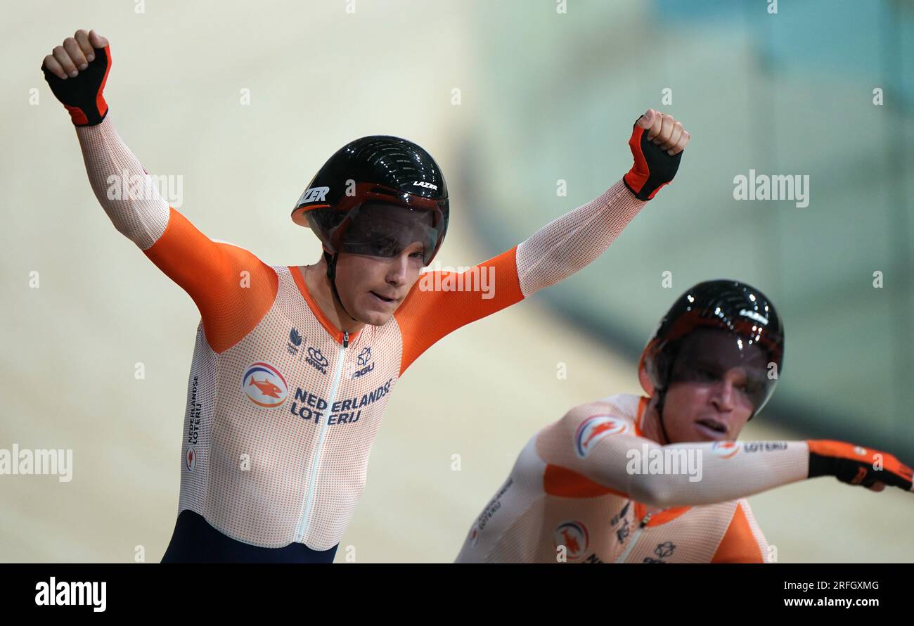 Netherland's Tristan Bangma and Patrick Bos celebrate winning Gold in ...