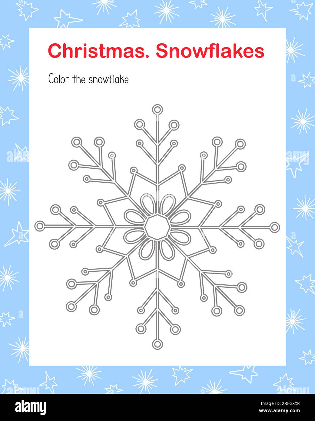Snowflake simple outline cartoon coloring page vector illustration ...